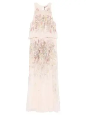 TWINSET Layered Floral Pleated Dress - Pink