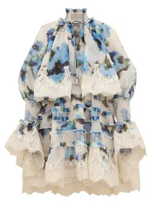 Zimmermann Alchemy Mini Dress - Blue Poppy
