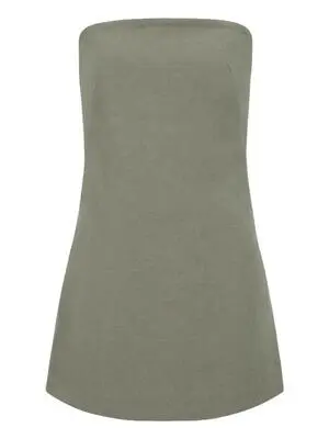 ST. AGNI Sleeveless Column Tunic Top With Back Zipper - Smokey Olive