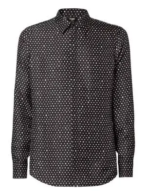 Fendi Micro Falena Dots Printed Long Sleeved Shirt - Black