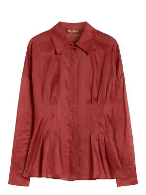 Max Mara Max Mara Long Sleeve Shirt With Corset Detail Brick Red