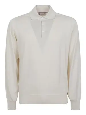 Brunello Cucinelli Long-sleeved Buttoned Polo Shirt - White