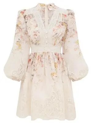 Zimmermann Luna Lace Lantern Mini Dress - No