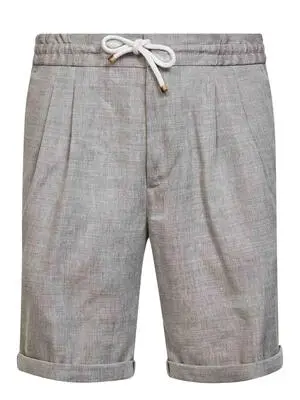 Brunello Cucinelli Pleated Drawstring Shorts - Gray