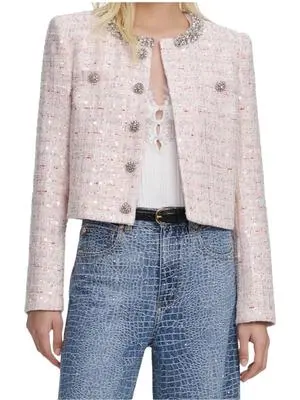 SELF-PORTRAIT Embellished Cropped Jacket - Multicolor