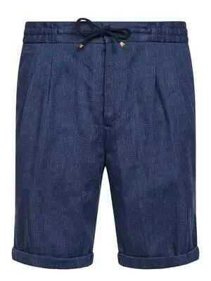 Brunello Cucinelli Pleated Drawstring Shorts - Blue