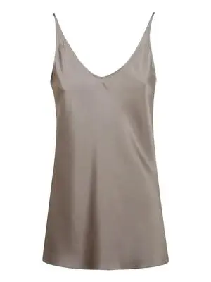 Brunello Cucinelli Spaghetti Strap V-neck Tank Top - Gray
