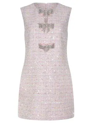 SELF-PORTRAIT Sequined Bouclé Mini Dress - Pink