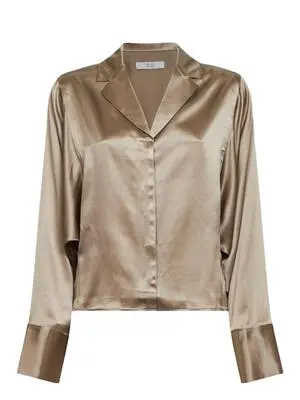 Co Cropped Satin Shirt - Nude