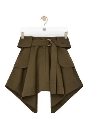 Loewe Cargo Skirt In Cotton And Silk - Green