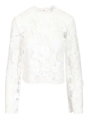 SELF-PORTRAIT Self-Portrait Floral Crochet Lace Top With Flared Sleeves