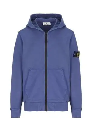 Stone Island Zipped Hoodie - Royal Blue