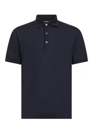 Zegna Ribbed Knit Polo Shirt - Black