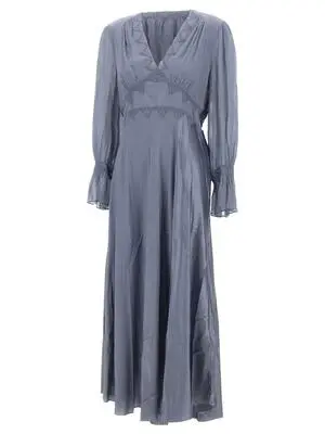 Rixo Arlena Embroidered V-neck Midi Dress - Gray