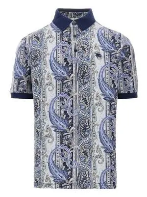 Etro Paisley Motif Short-sleeved Polo Shirt - Gray