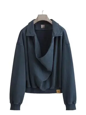 Dior Draped Sweatshirt With Open Collar - Blue
