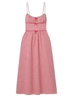 DÔEN Belline Gingham Midi Dress - Red