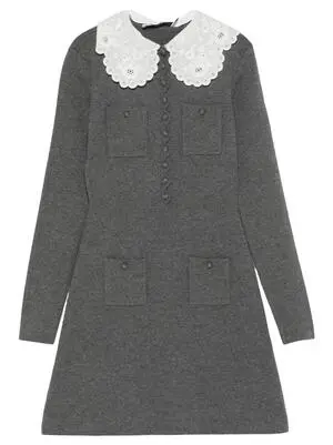 SELF-PORTRAIT Self-Portrait Knitted Dress With Contrast Collar