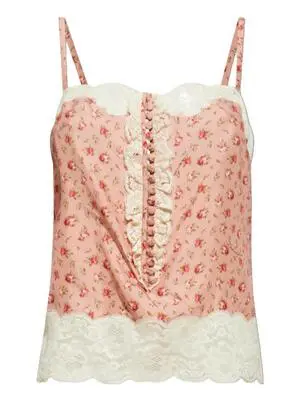 Dolce & Gabbana Floral Lace Embellished Cami Top - Nude