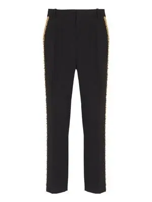 Balmain Embroidered Crepe Tailored Trousers - Black