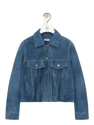 Loewe Loewe Contrast-Stitch Suede Jacket Blue