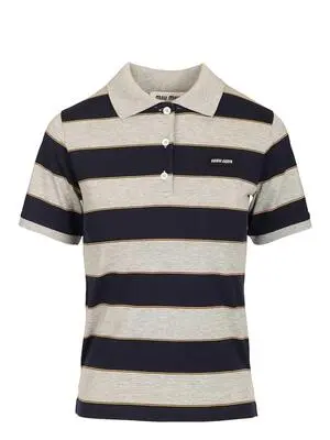 MIU MIU Miu Miu Short-Sleeved Striped Polo Shirt