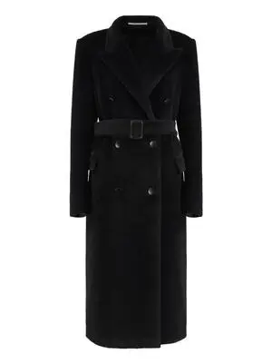 Tagliatore Double Breasted Faux Fur Coat - Black