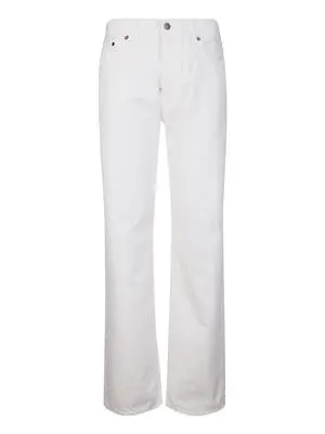 HAIKURE Logo Patch Wide-leg Jeans - White