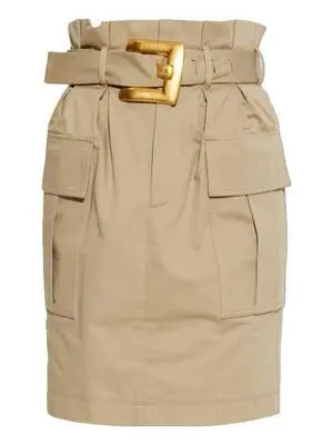 Balmain Belted Cargo Skirt - Nude
