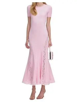 SELF-PORTRAIT Self-Portrait Lace Trimmed Midi Dress