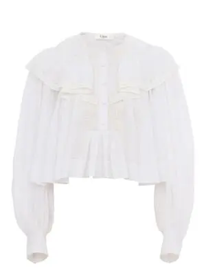 CHLOÉ Chloé Cropped Ruffle Top