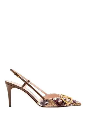 VALENTINO Valentino VLogo Signature Slingback Décolleté With Animalier Embroidery 80mm Heel