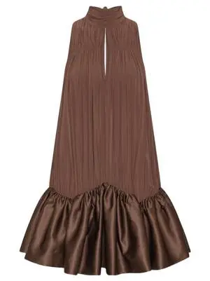 ROTATE BY BIRGER CHRISTENSEN Gathered Bow Mini Dress - Dark Brown
