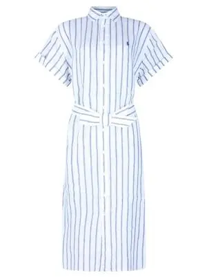 Polo Ralph Lauren Striped Button-up Shirt Dress With Embroidered Pony - No