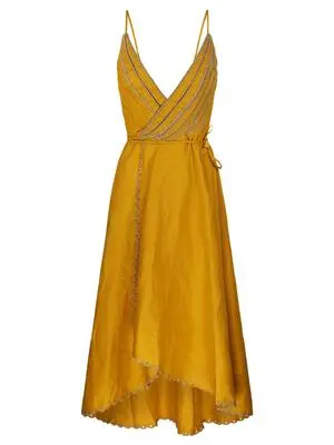 Farm Rio Eyelet-embellished Wrap Maxi Dress - Brown