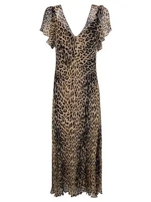 Rixo V-neck Leopard Print Dress - Multicolor