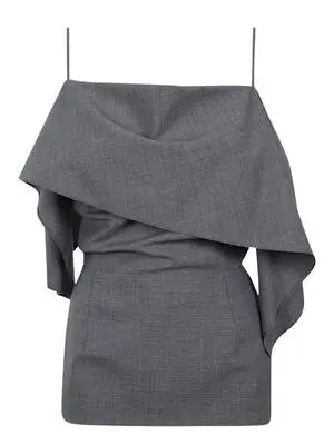 MAISON MARGIELA Sleeveless Ruffled Strap Top - Grey