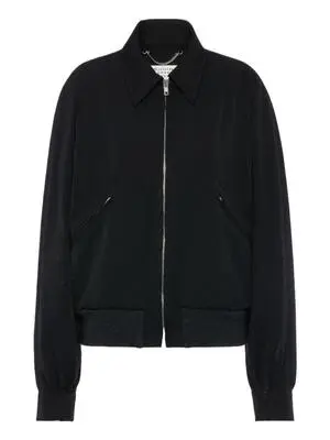 MAISON MARGIELA Wool Gabardine Zip-up Bomber Jacket - Black