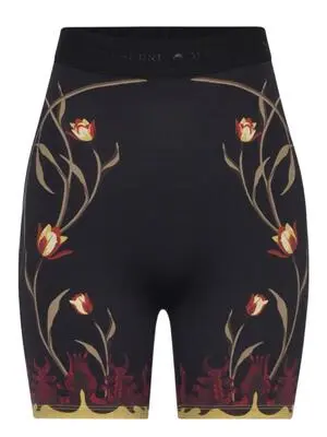 MARINE SERRE Floral Printed Jersey Mini Shorts - Black