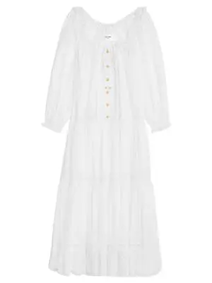 CELINE Celine Embroidered Folk Dress In Cotton Muslin