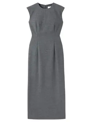 Tove Estelle Pinstriped Woven Midi Dress - Grey