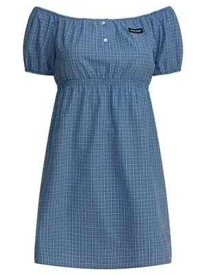 Miu Miu Checked Mini Dress - Light Blue