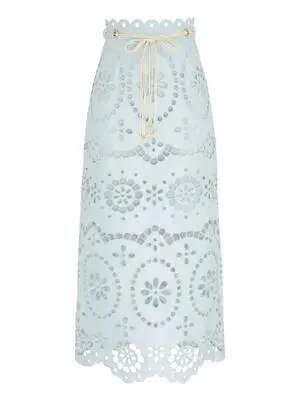 Zimmermann Awaken Embroidered Midi Skirt - Mint