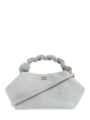 GANNI Ganni Crocodile-Effect Mini Bou Tote Bag With Twisted Handle Gray