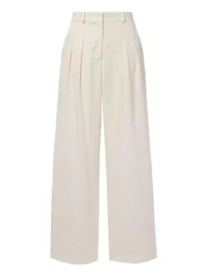 LoveShackFancy Adams Pleated Wide-leg Pants - White