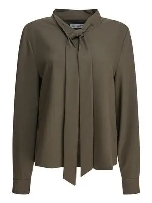 SELF-PORTRAIT Pussy-bow Blouse - Green