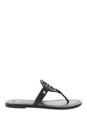 Tory Burch Miller Logo Flat Sandals - Black