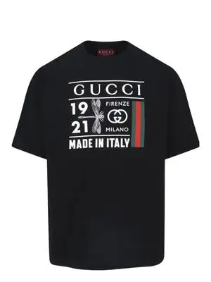 Gucci Logo Printed Crewneck T-shirt - Black