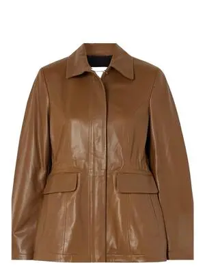 Nour Hammour Long-sleeved Leather Jacket - Camel