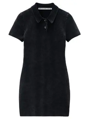 Alexander Wang Ribbed Polo Dress With Short Sleeves - Black